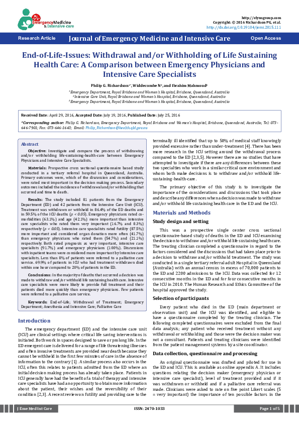 (PDF) End-of-Life-Issues: Withdrawal and/or Withholding of Life ...