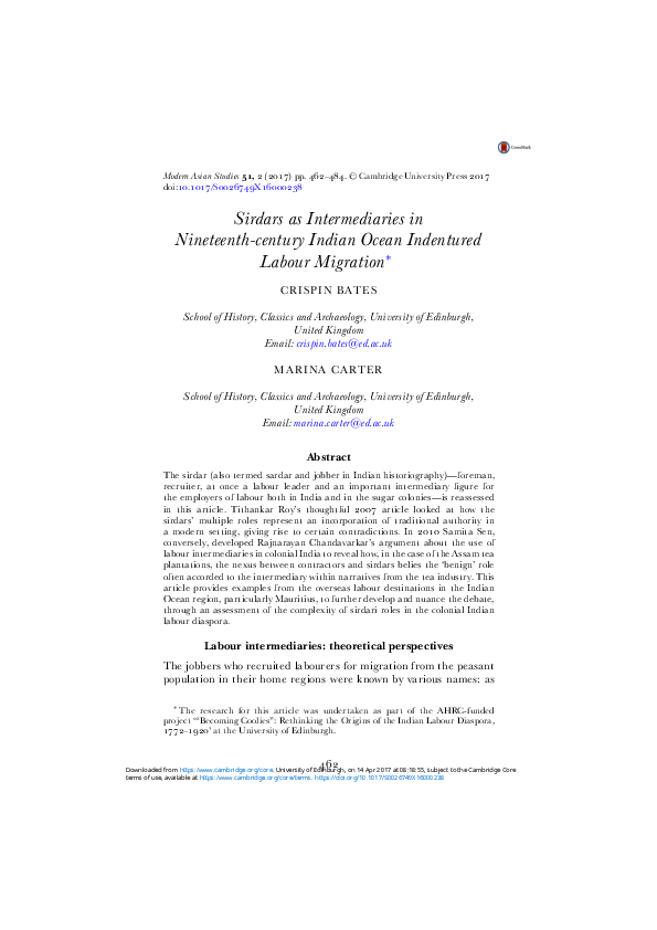 (PDF) Sirdars as Intermediaries in Nineteenth-century Indian Ocean ...
