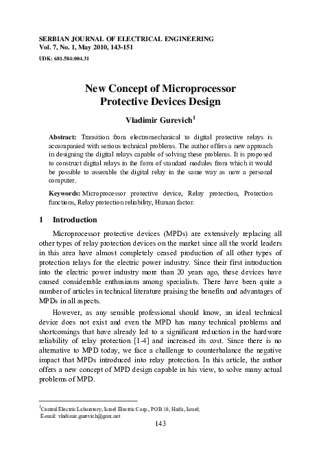 (PDF) New Concept of Microprocessor Protective Devices Design