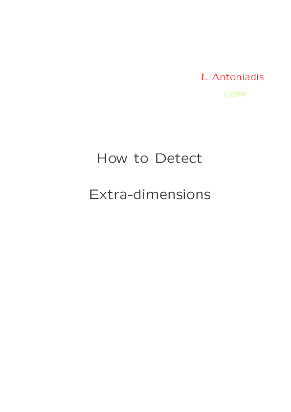 (PDF) How to Detect Extra-dimensions