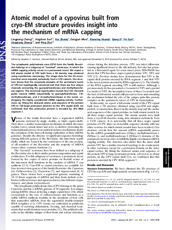 (PDF) Atomic model of a cypovirus built from cryo-EM structure provides ...