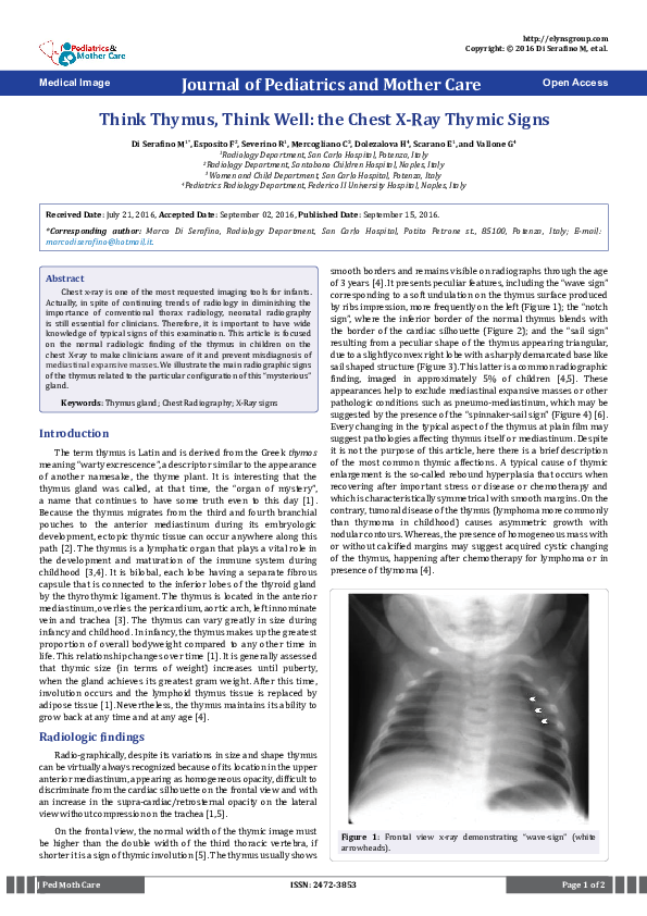 (PDF) Think Thymus, Think Well: the Chest X-Ray Thymic Signs