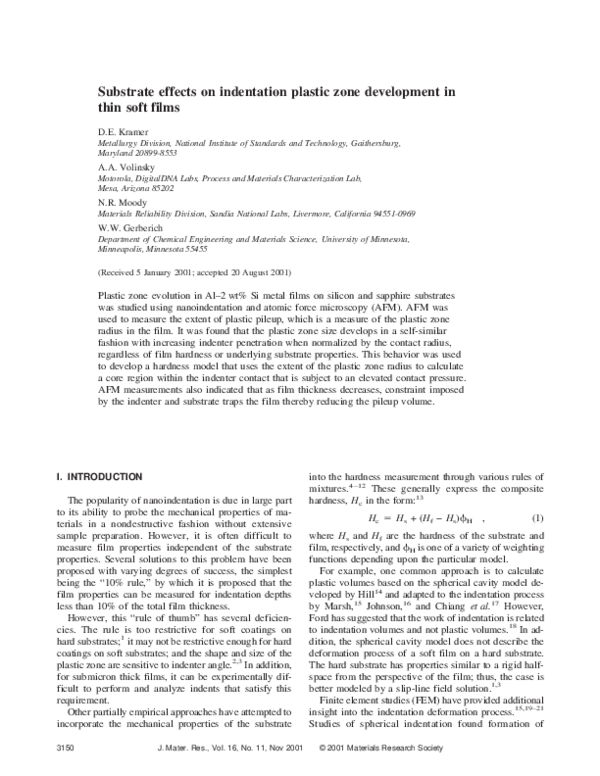 (PDF) Substrate effects on indentation plastic zone development in thin ...