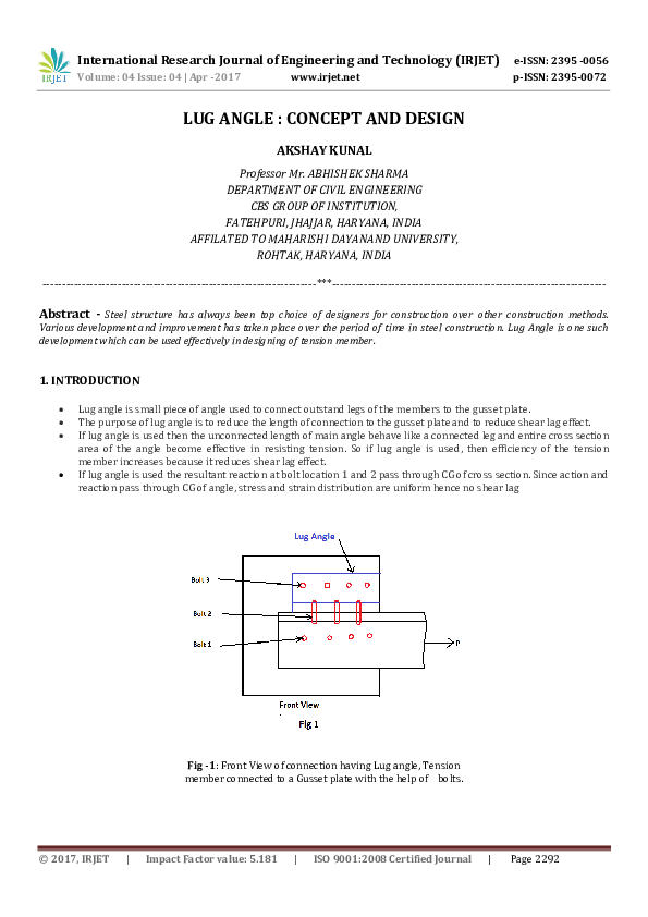 (PDF) LUG ANGLE : CONCEPT AND DESIGN AKSHAY KUNAL