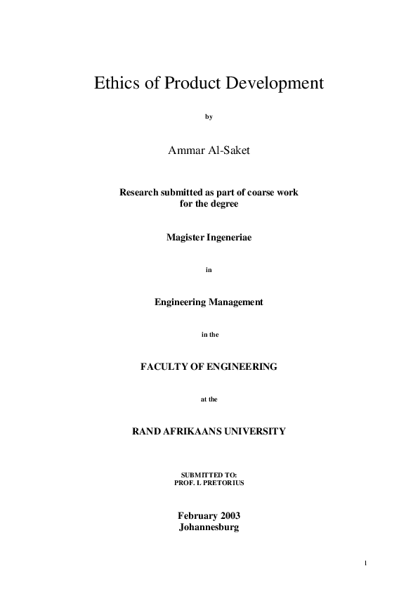 (PDF) Ethics of Product Development