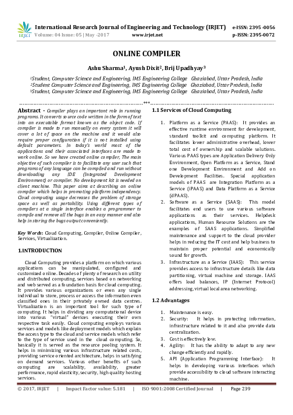 (PDF) ONLINE COMPILER