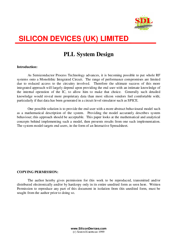 (PDF) PLL System Design