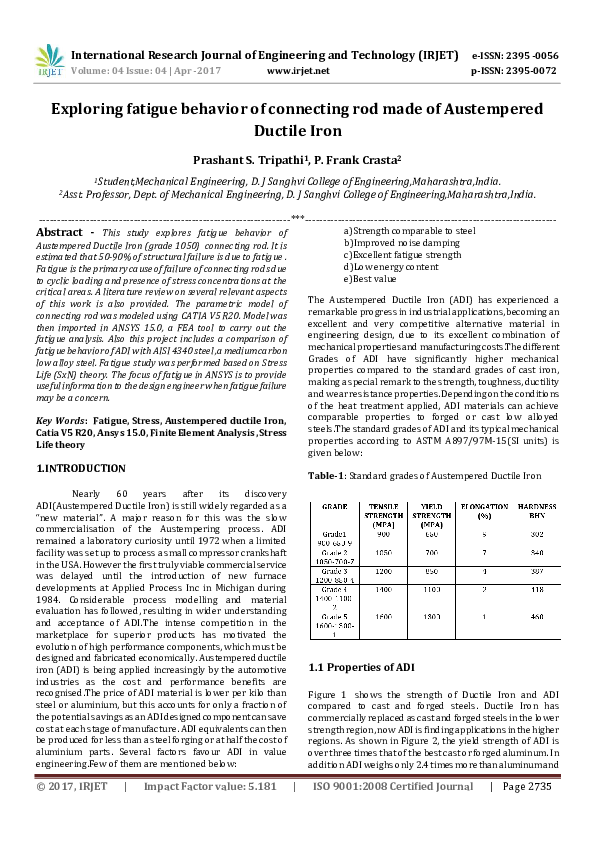 (PDF) Exploring fatigue behavior of connecting rod made of Austempered ...