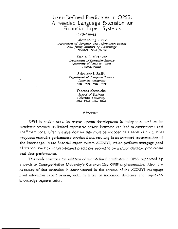 (PDF) User-defined predicates in OPS5: A needed language extension for ...