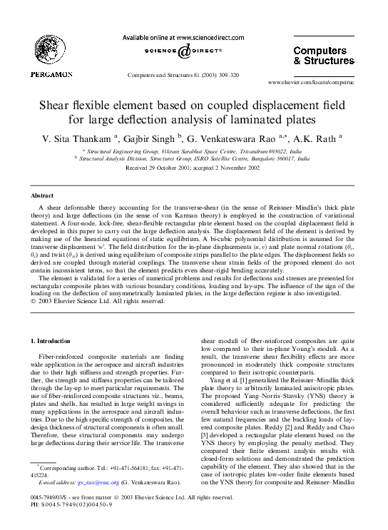 Pdf Shear Flexible Element Based On Coupled Displacement Field For