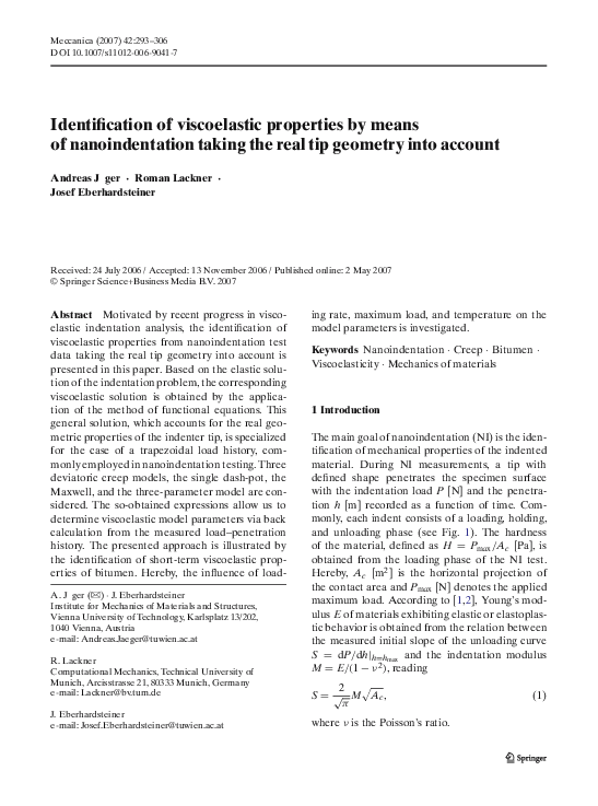 (PDF) Identification of viscoelastic properties by means of ...
