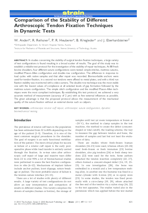 (PDF) Comparison of the Stability of Different Arthroscopic Tendon ...