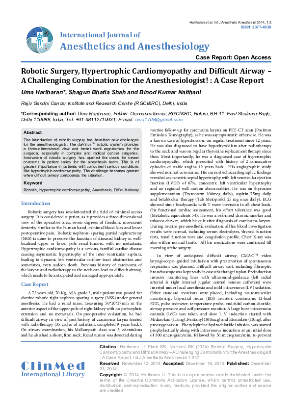 (PDF) International Journal of Anesthetics and Anesthesiology Case ...