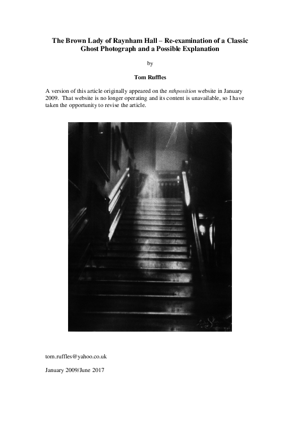 (PDF) The Brown Lady of Raynham Hall – Re-examination of a Classic ...