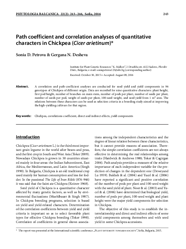 (PDF) Path coefficient and correlation analyses of quantitative characters in Chickpea (Cicer ...