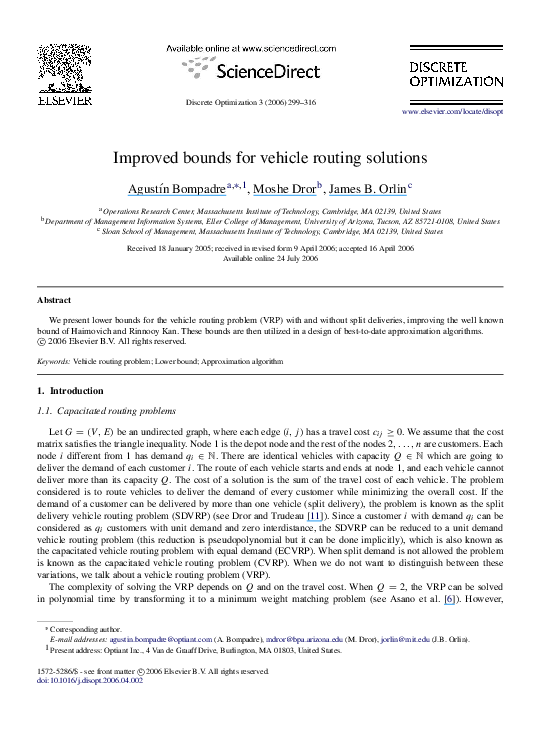 (PDF) Improved bounds for vehicle routing solutions