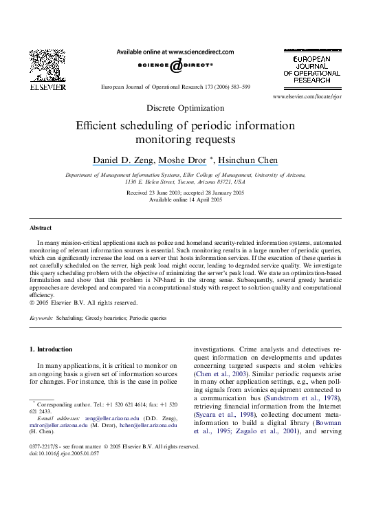 (PDF) Efficient scheduling of periodic information monitoring requests