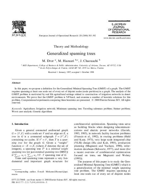 (PDF) Generalized spanning trees