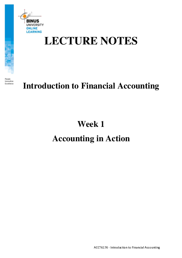 (PDF) LECTURE NOTES Introduction to Financial Accounting