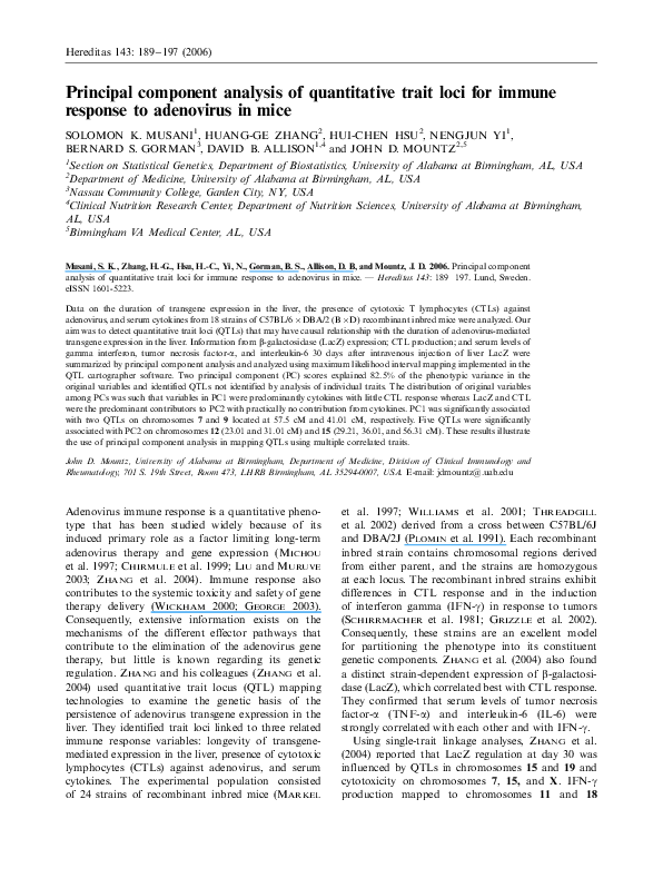 (PDF) Principal component analysis of quantitative trait loci for immune response to adenovirus ...
