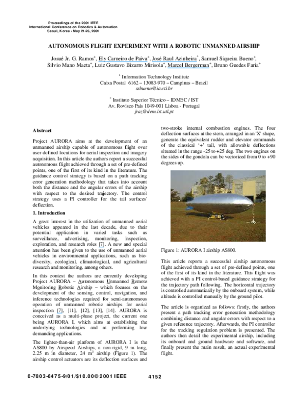 (PDF) Autonomous flight experiment with a robotic unmanned airship