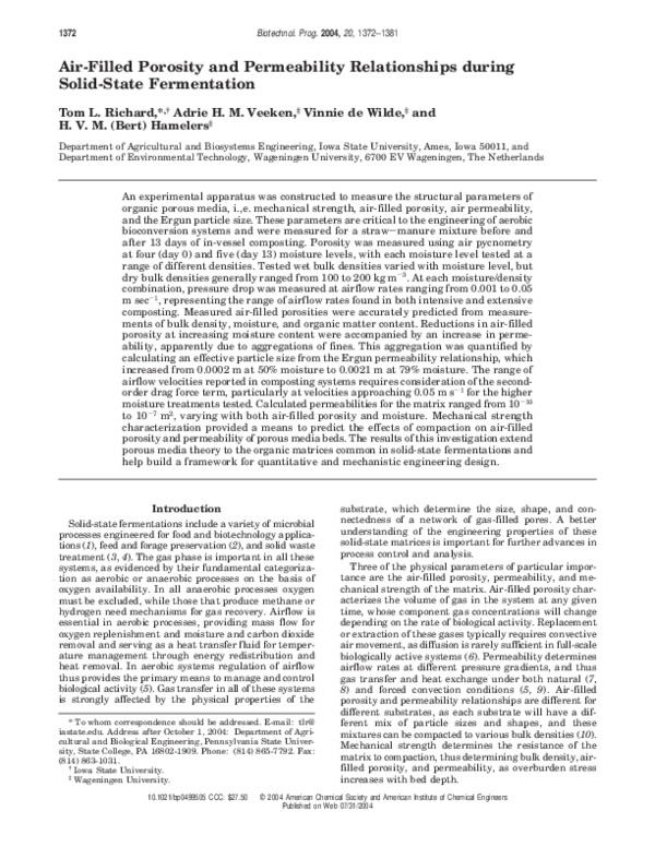 (PDF) Air-Filled Porosity and Permeability Relationships during Solid ...