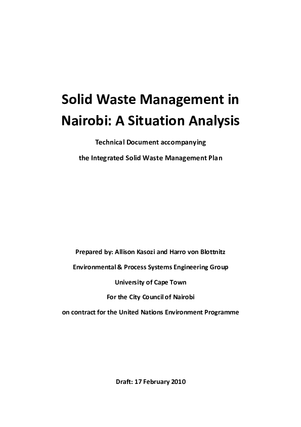 (PDF) Solid Waste Management in Nairobi: A Situation Analysis Technical ...