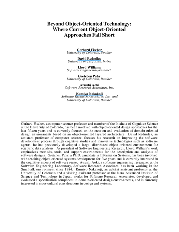 (PDF) Beyond Object-Oriented Technology: Where Current Approaches Fall ...