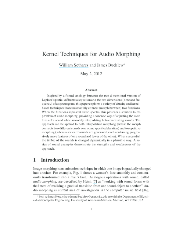 (PDF) Laplacian Directed Audio Morphing