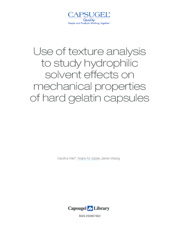 (PDF) Use of texture analysis to study hydrophilic solvent effects on ...