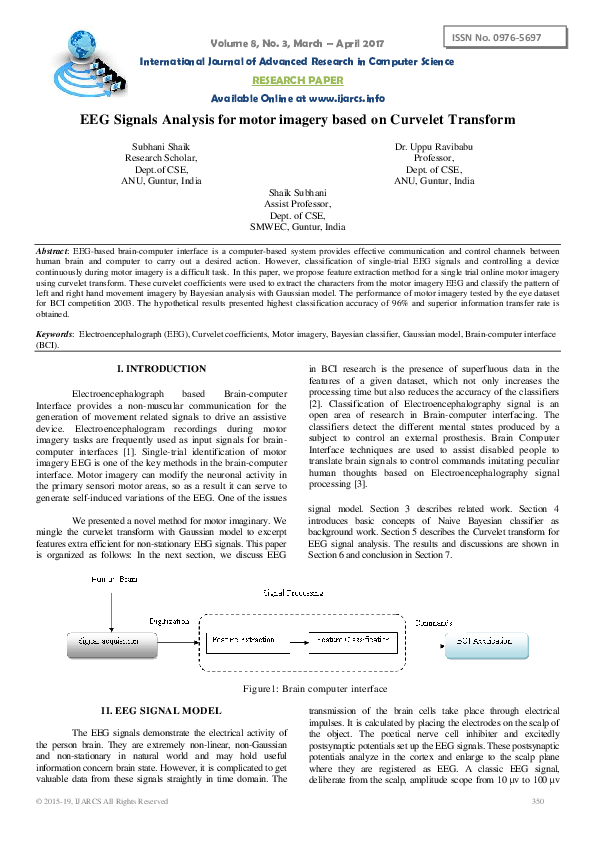 (PDF) EEG Signals Analysis for motor imagery based on Curvelet Transform