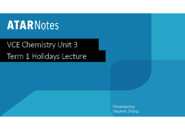 (PDF) VCE Chemistry Unit 3 Term 1 Holidays Lecture