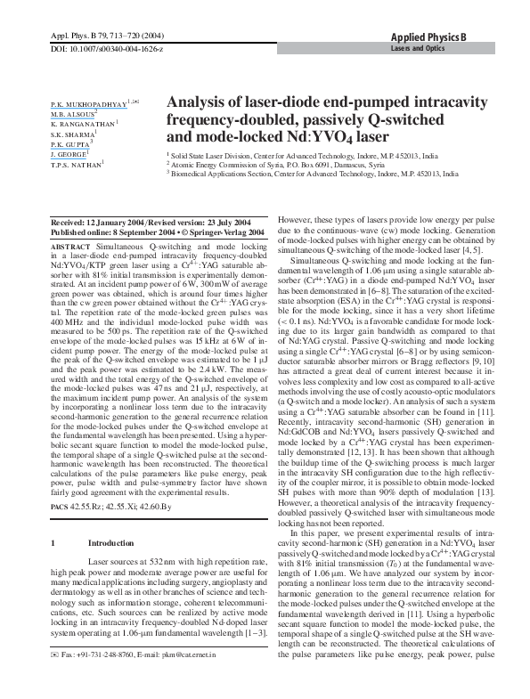 (PDF) Analysis of laser-diode end-pumped intracavity frequency-doubled ...