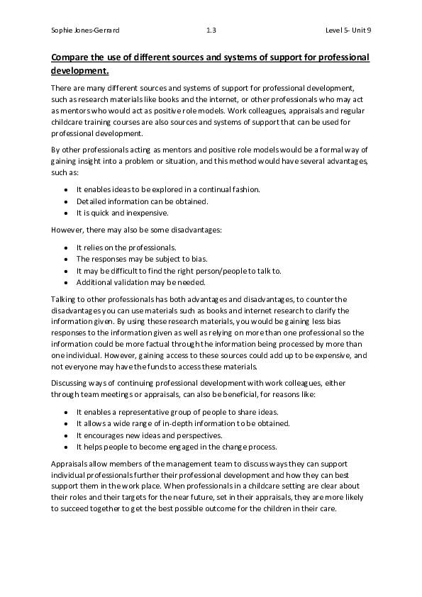 (DOC) Compare the use of different sources and systems of support for ...