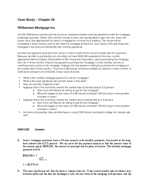 (PDF) Case Study – Chapter 26 Williamson Mortgage Inc