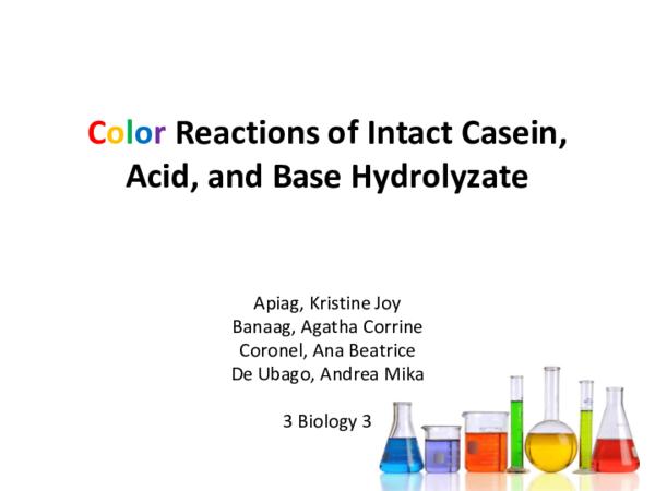 (PDF) Color Reactions of Intact Casein, Acid, and Base Hydrolyzate