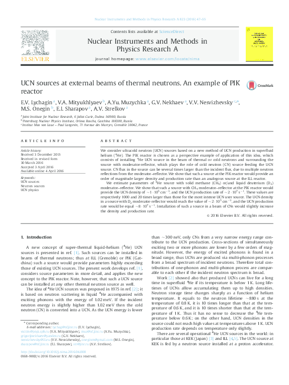 (PDF) UCN sources at external beams of thermal neutrons. An example of ...