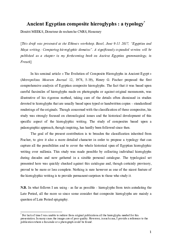 (PDF) Ancient Egyptian composite hieroglyphs : a typology