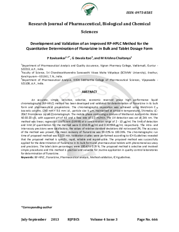 (PDF) Development and Validation of an Improved RP-HPLC Method for the Quantitative ...