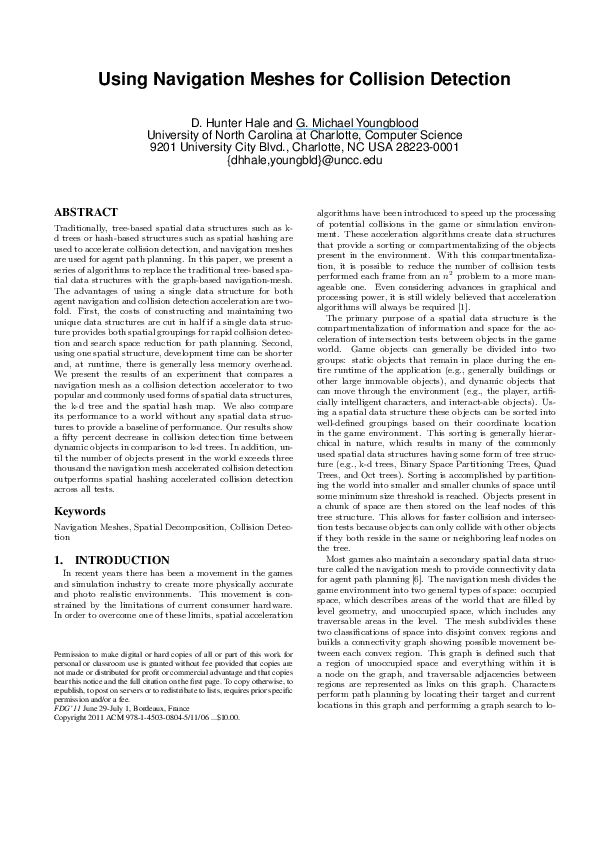 (PDF) Using navigation meshes for collision detection