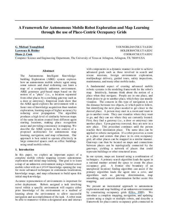 Pdf A Framework For Autonomous Mobile Robot Exploration And Map Learning Through The Use Of