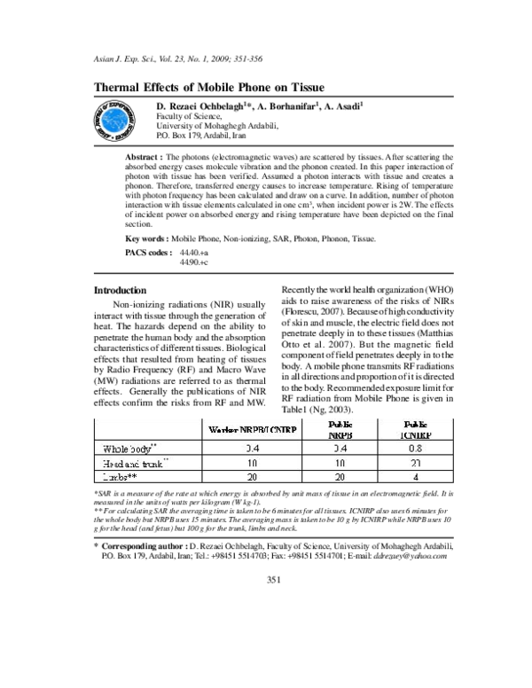 (PDF) Thermal Effects of Mobile Phone on Tissue