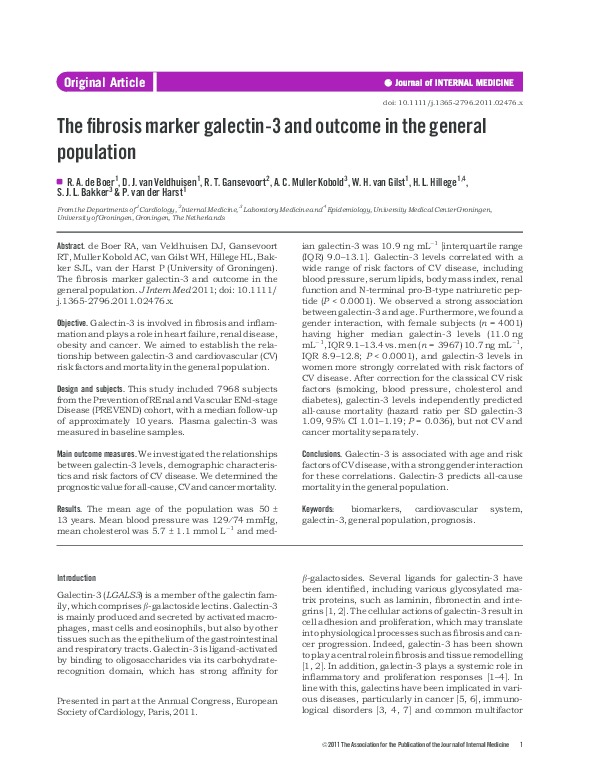(PDF) The fibrosis marker galectin-3 and outcome in the general population