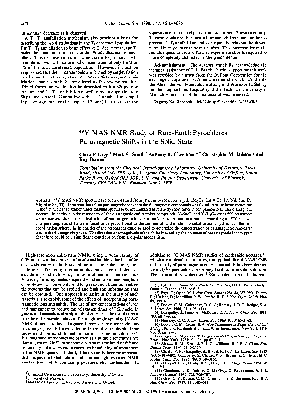 (PDF) Yttrium-89 magic angle spinning NMR study of rare-earth ...