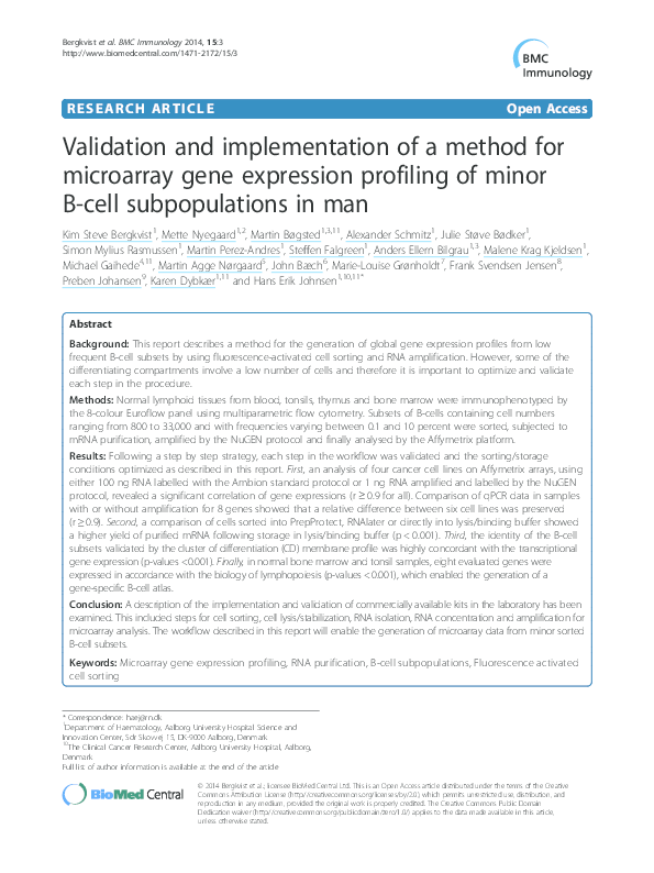 Pdf Validation And Implementation Of A Method For Microarray Gene
