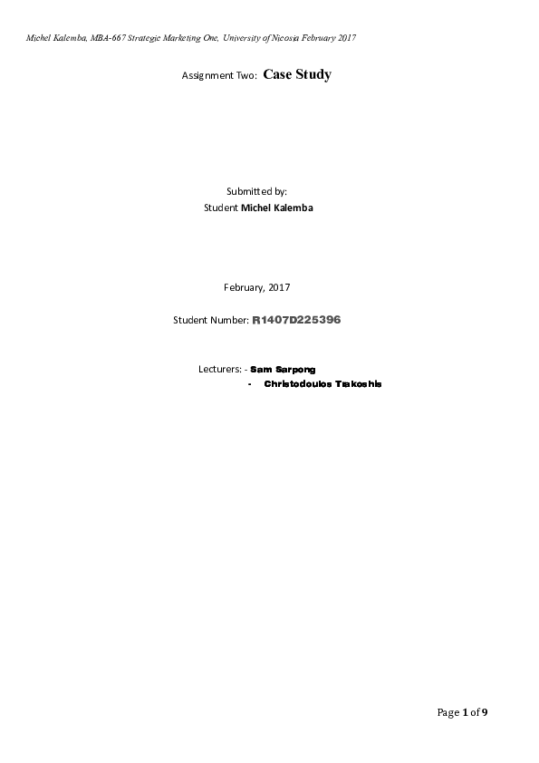 (DOC) Assignment Two: Case Study