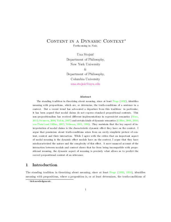 Pdf Content In A Dynamic Context