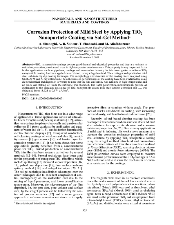 (PDF) Corrosion protection of mild steel by applying TiO2 nanoparticle ...
