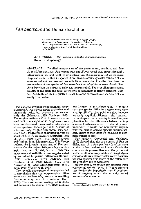 (PDF) Pan paniscus and human evolution