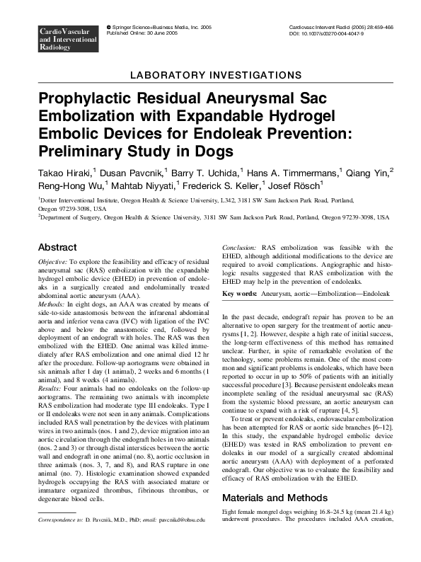 (PDF) Prophylactic Residual Aneurysmal Sac Embolization with Expandable ...